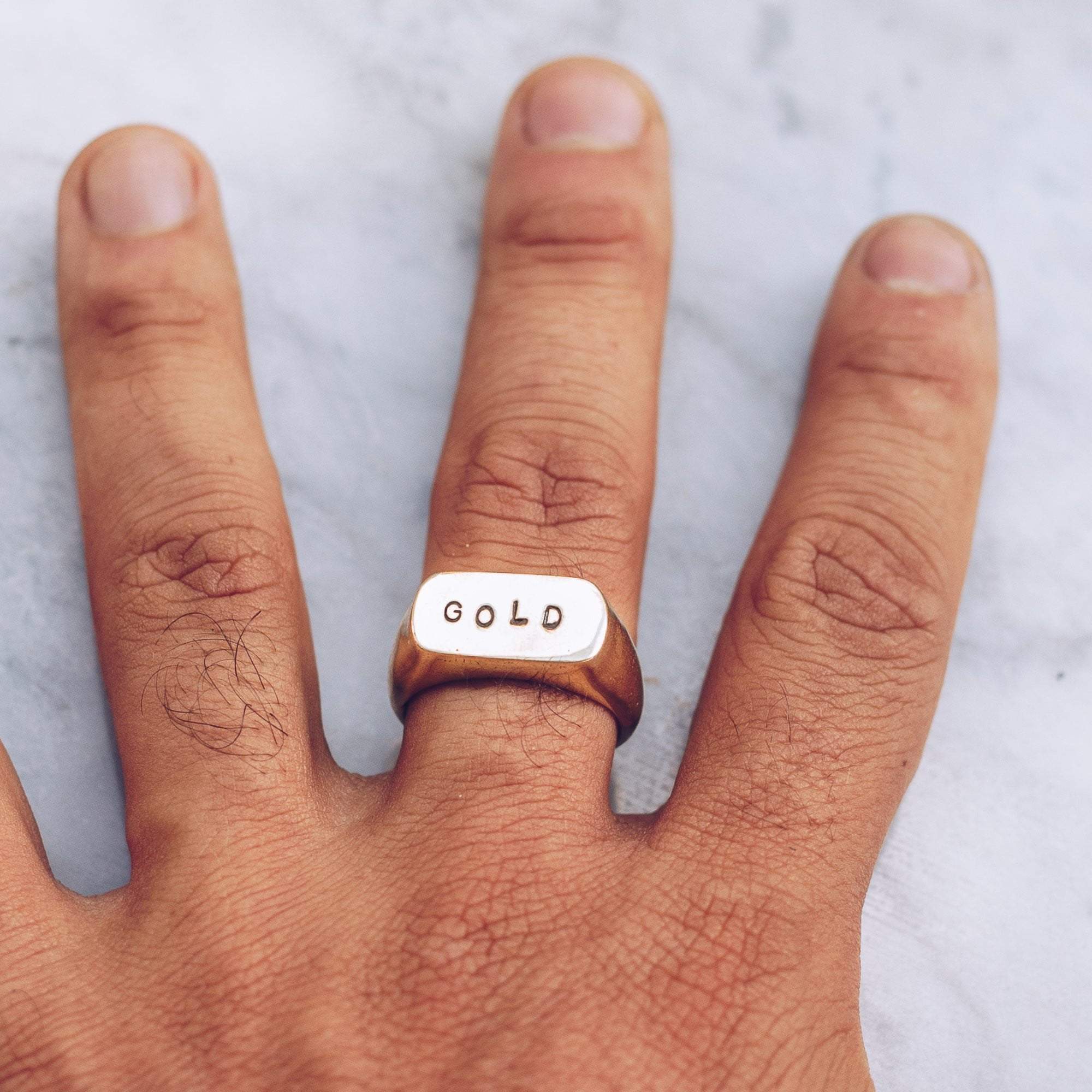 "GOLD" ENGRAVED RING | BRASS