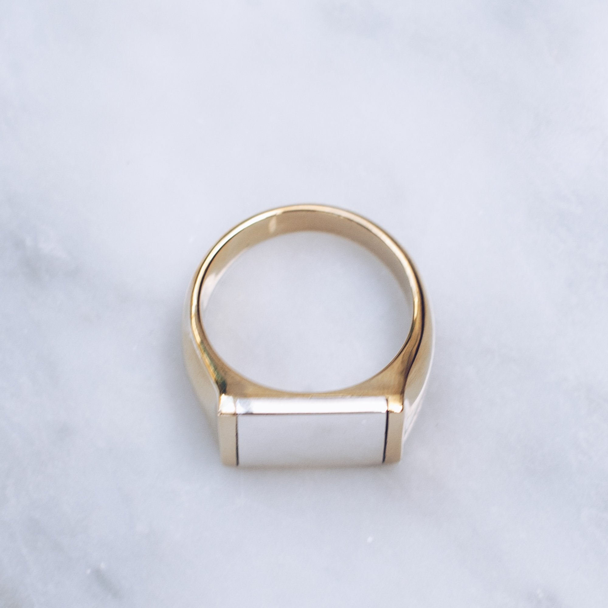MIXED METALS FLAT TOP RING | BRASS