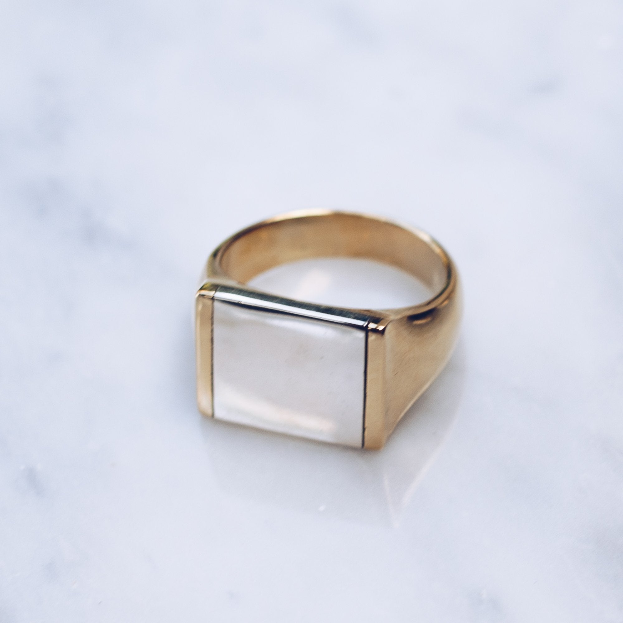 MIXED METALS FLAT TOP RING | BRASS