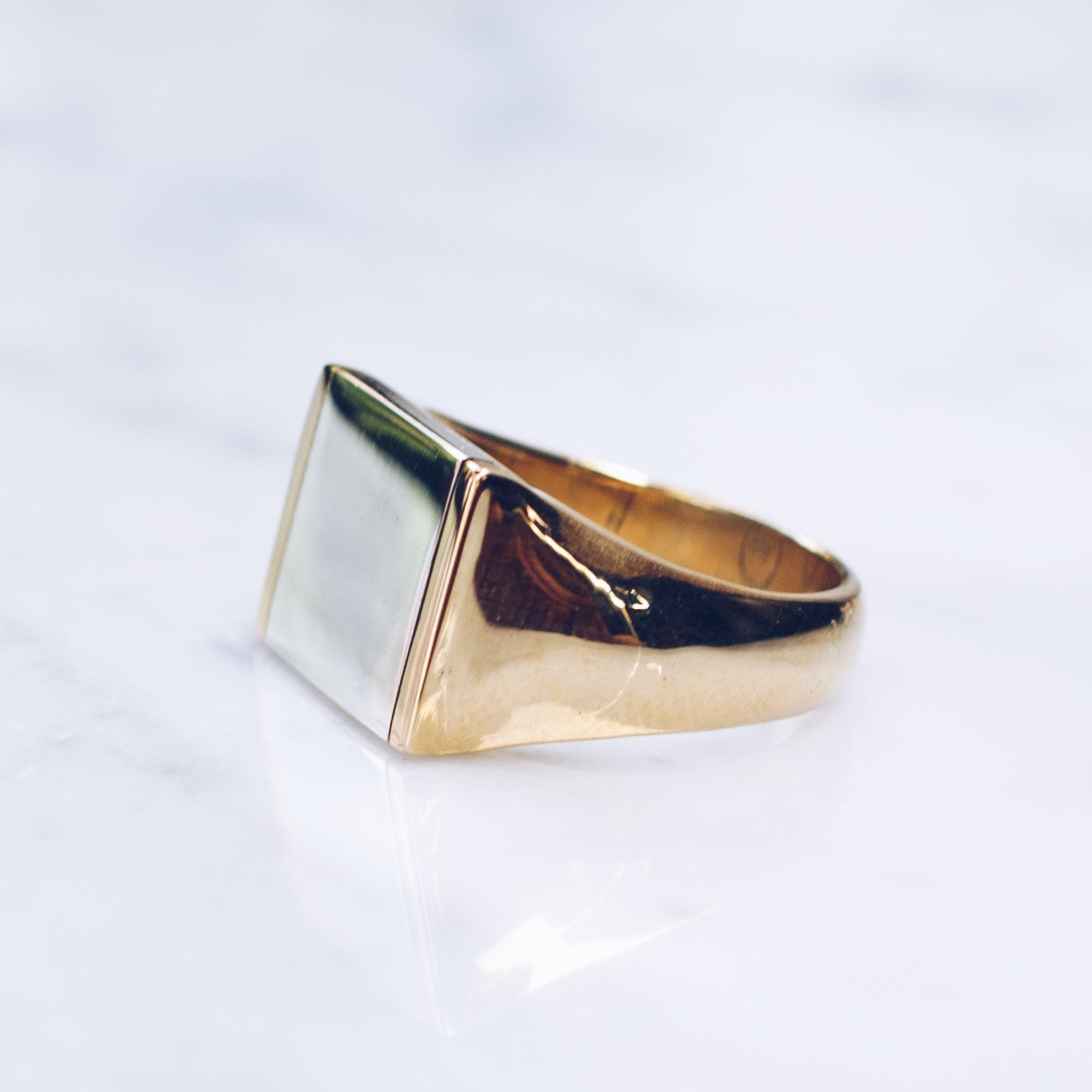 MIXED METALS FLAT TOP RING | BRASS