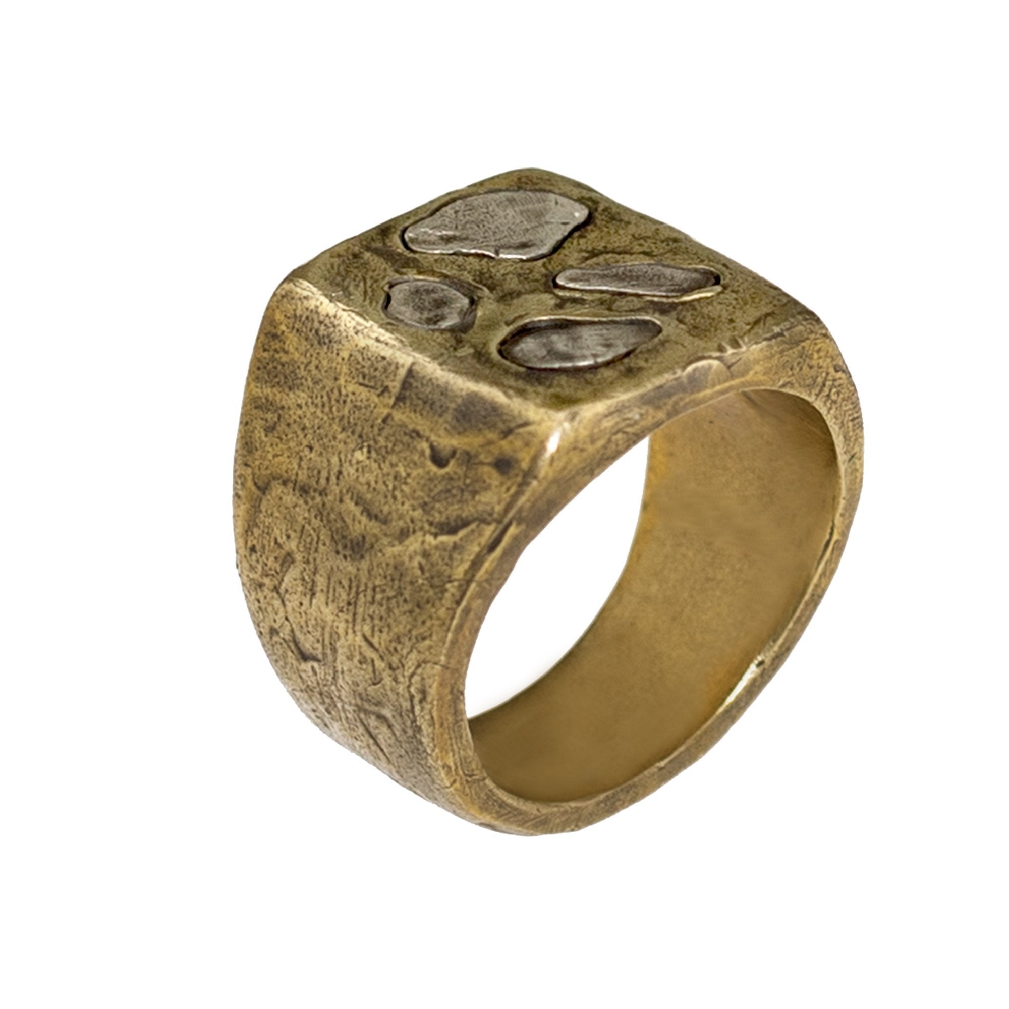LARGE ABSTRACT RING | BRASS W/ 925 STERLING SILVER EMBEDDED