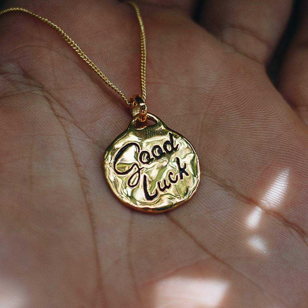 GOOD LUCK DESERT FLOWER PENDANT NECKLACE | 24K GOLD PLATED
