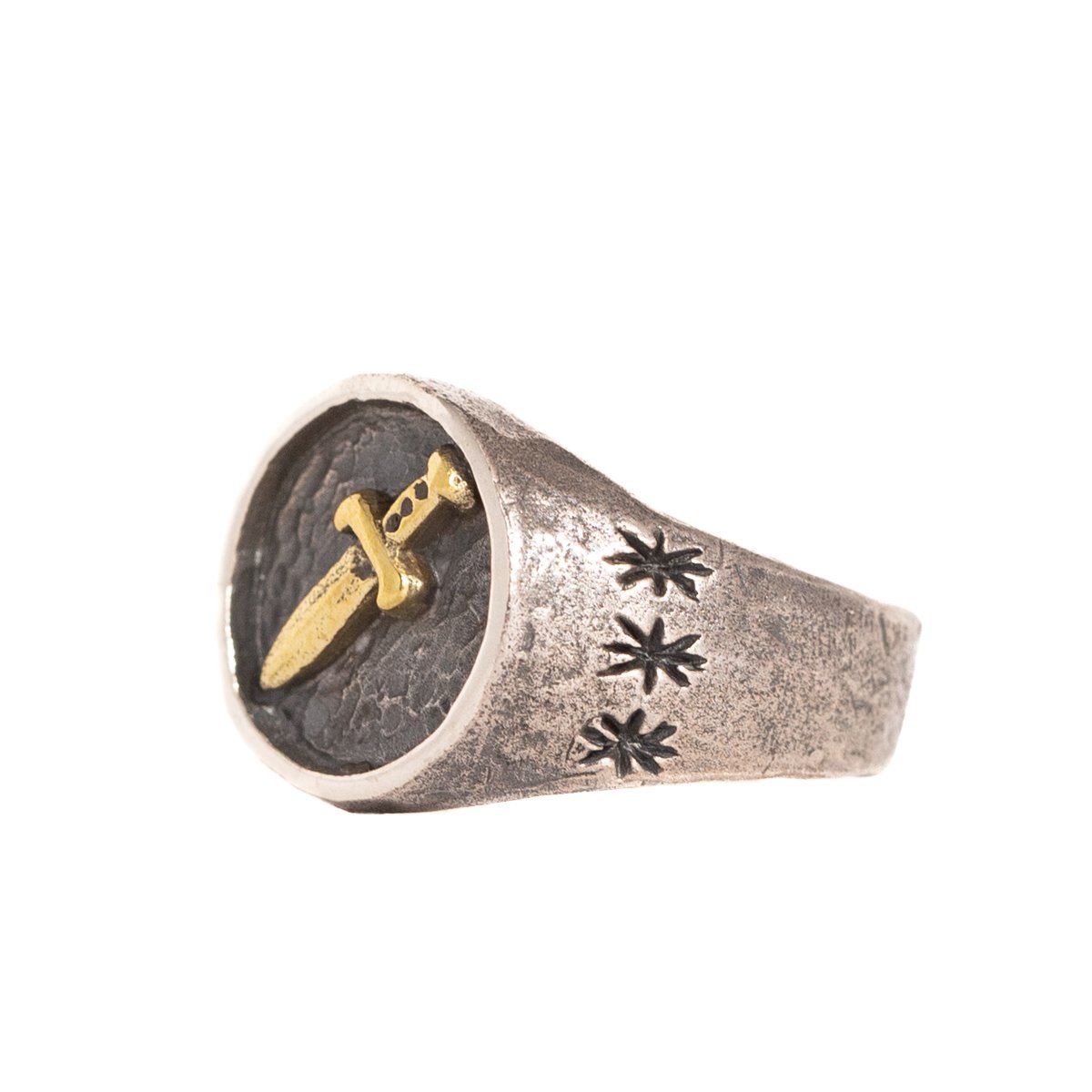 MIXED METAL DAGGER RING | 925 STERLING SILVER & BRASS