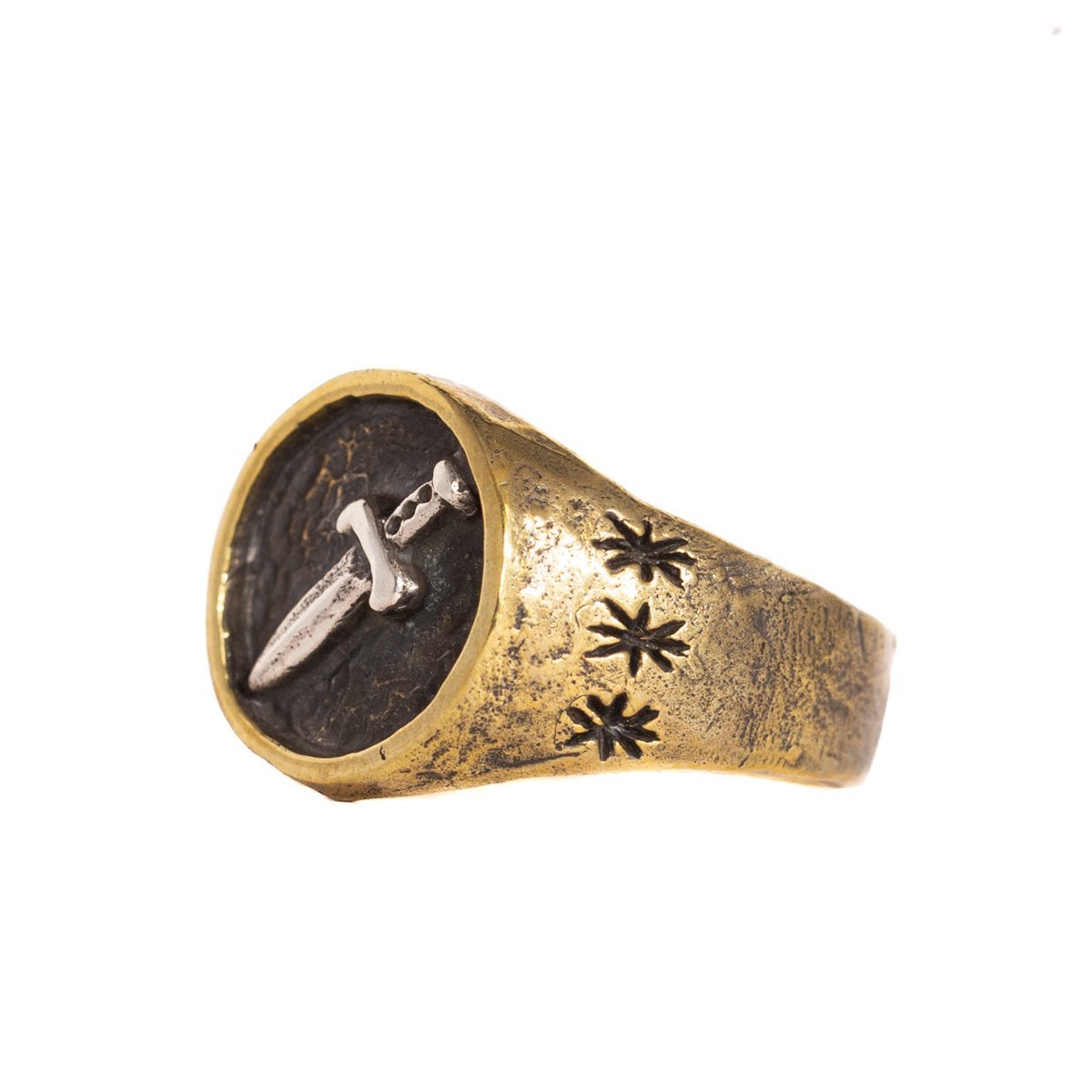 MIXED METAL DAGGER RING | BRASS AND 925 STERLING SILVER