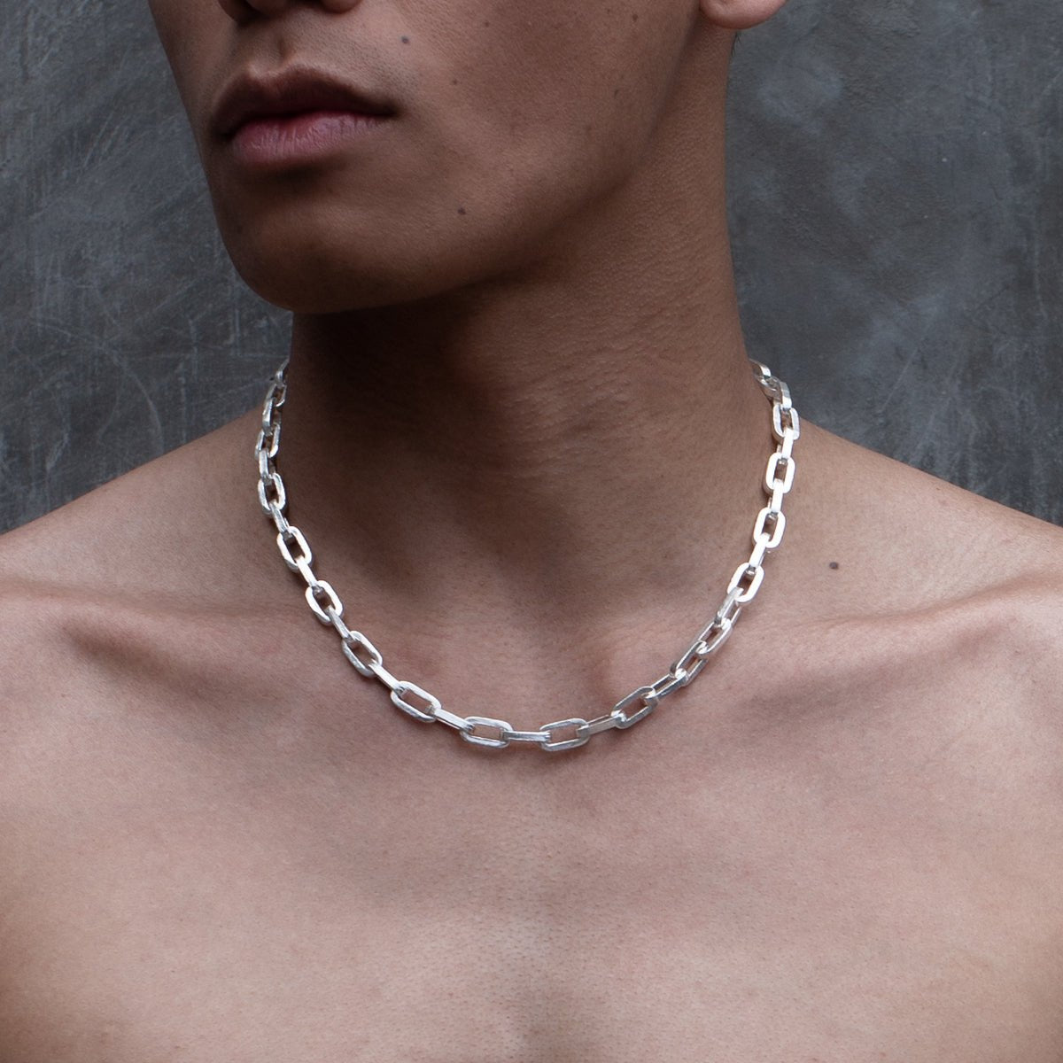 SMALL RECTANGULAR CHAIN NECKLACE | 925 STERLING SILVER