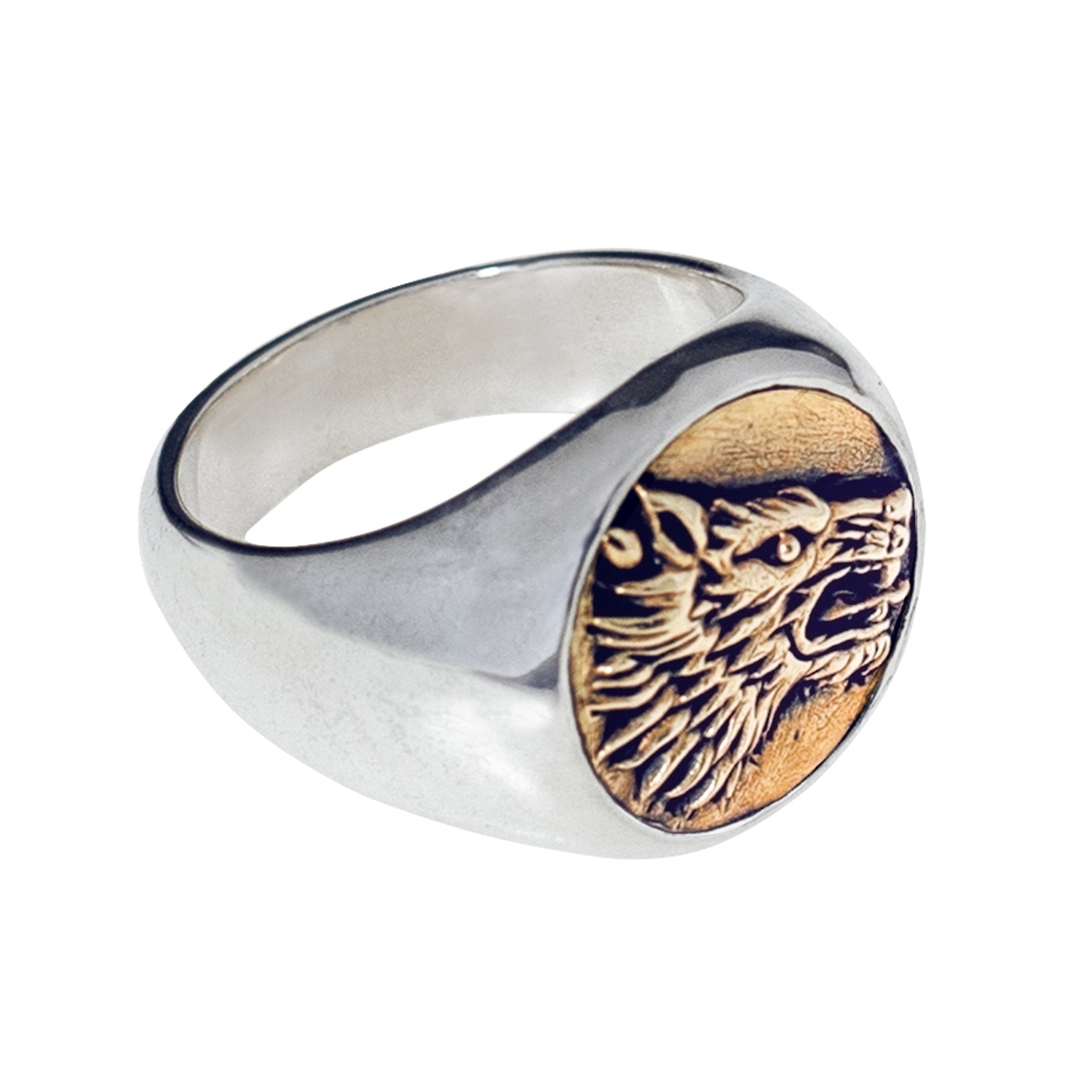 WOLF RING | 925 STERLING SILVER W/BRASS EMBLEM